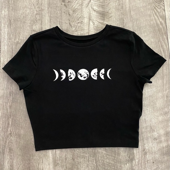 Tops | Phases Of The Moon Fitted Crop Top | Poshmark